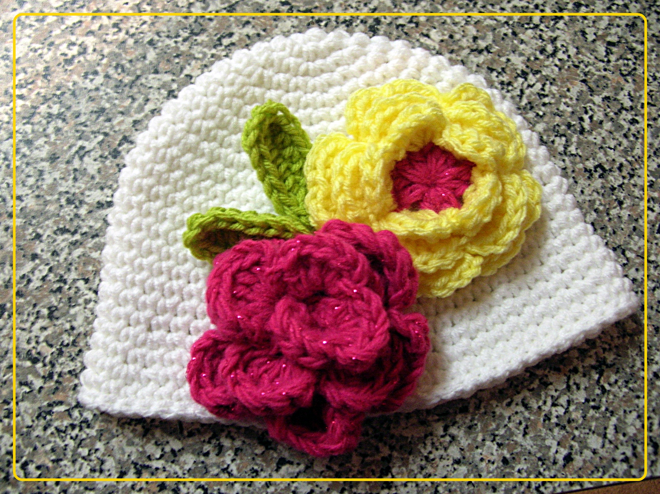 Pattern. Toddler, Girl Flower Hat In White , Cotton Cloche on Luulla